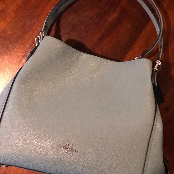 Coach | Bags | Coach Cloud Blue Leather Edie Shoulder Bag | Poshmark